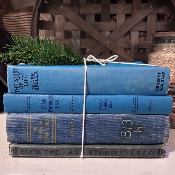 Accents | Blue Antique Vintage Book Stack Decor Bundle | Poshmark
